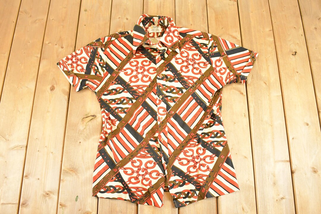 Vintage 80s Palermo Chain Print Shirt, Men's M Boxy Fit - Etsy