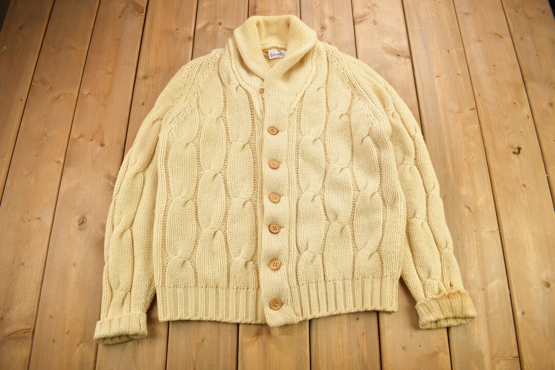 Vintage 1950s Redwood & Ross Cable Knit Cardigan Sweater / Vintage ...