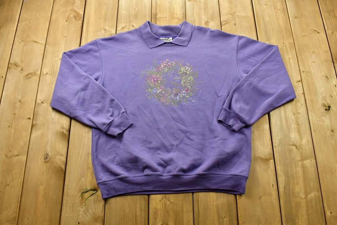 Vintage 90s Northern Reflections Collared Crewneck / Nature Print ...