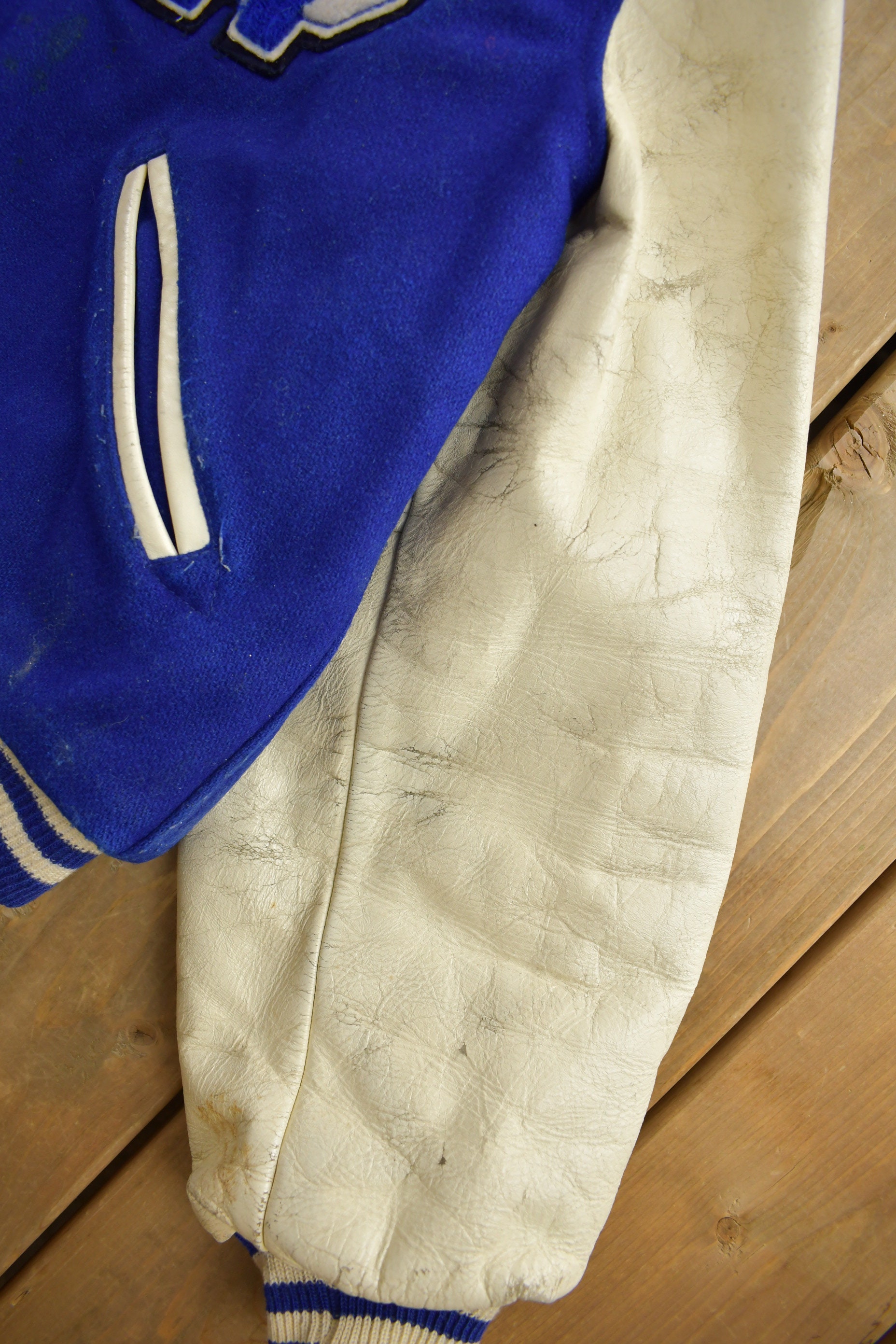 Vintage 1985 WCHS Band Varsity Jacket / Blue Leather Coat / Letterman ...