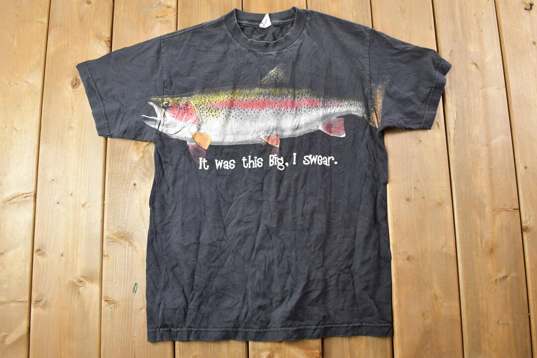 Vintage 1990s Fishing This Big Theme Graphic T-shirt / Made in USA ...