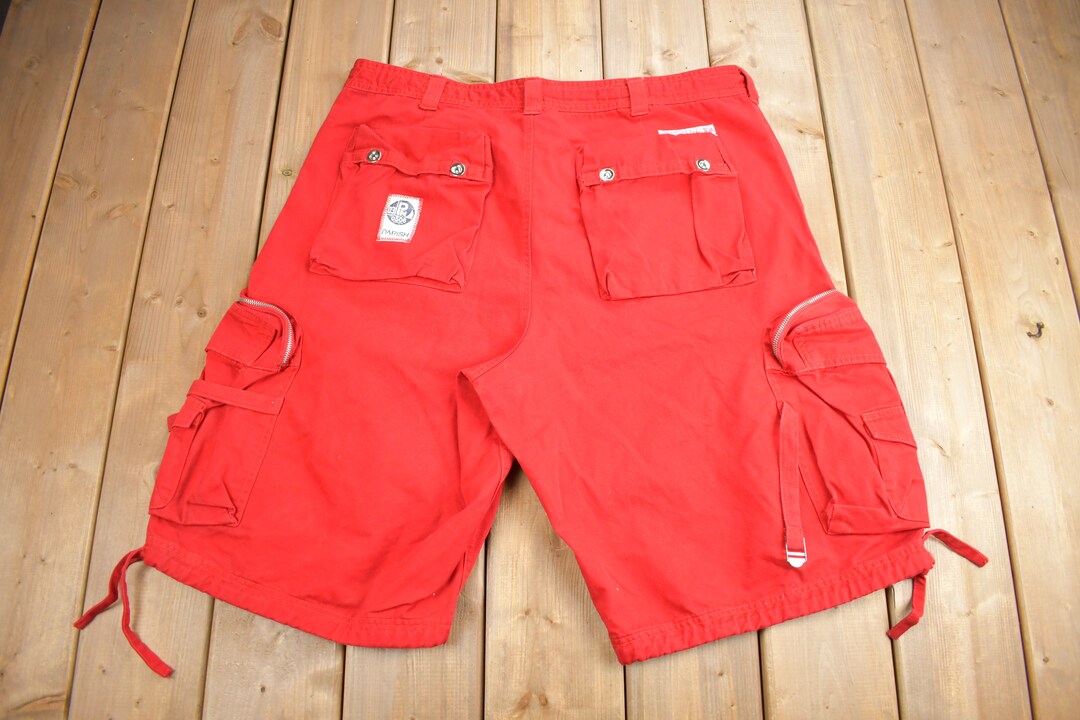 Vintage 1990s Parish Baggy Red Cargo Shorts Size 40 / Baggy Shorts ...
