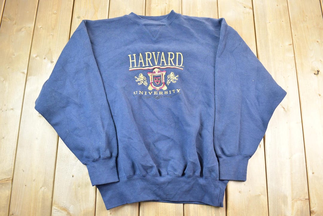 Vintage 1990s Harvard University Collegiate Crewneck / Embroidered ...