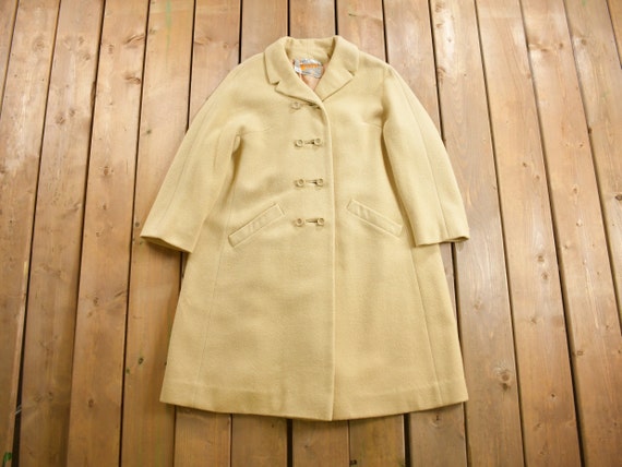 Vintage 1960s Bonds Full Length Off White Wool Coat /… - Gem