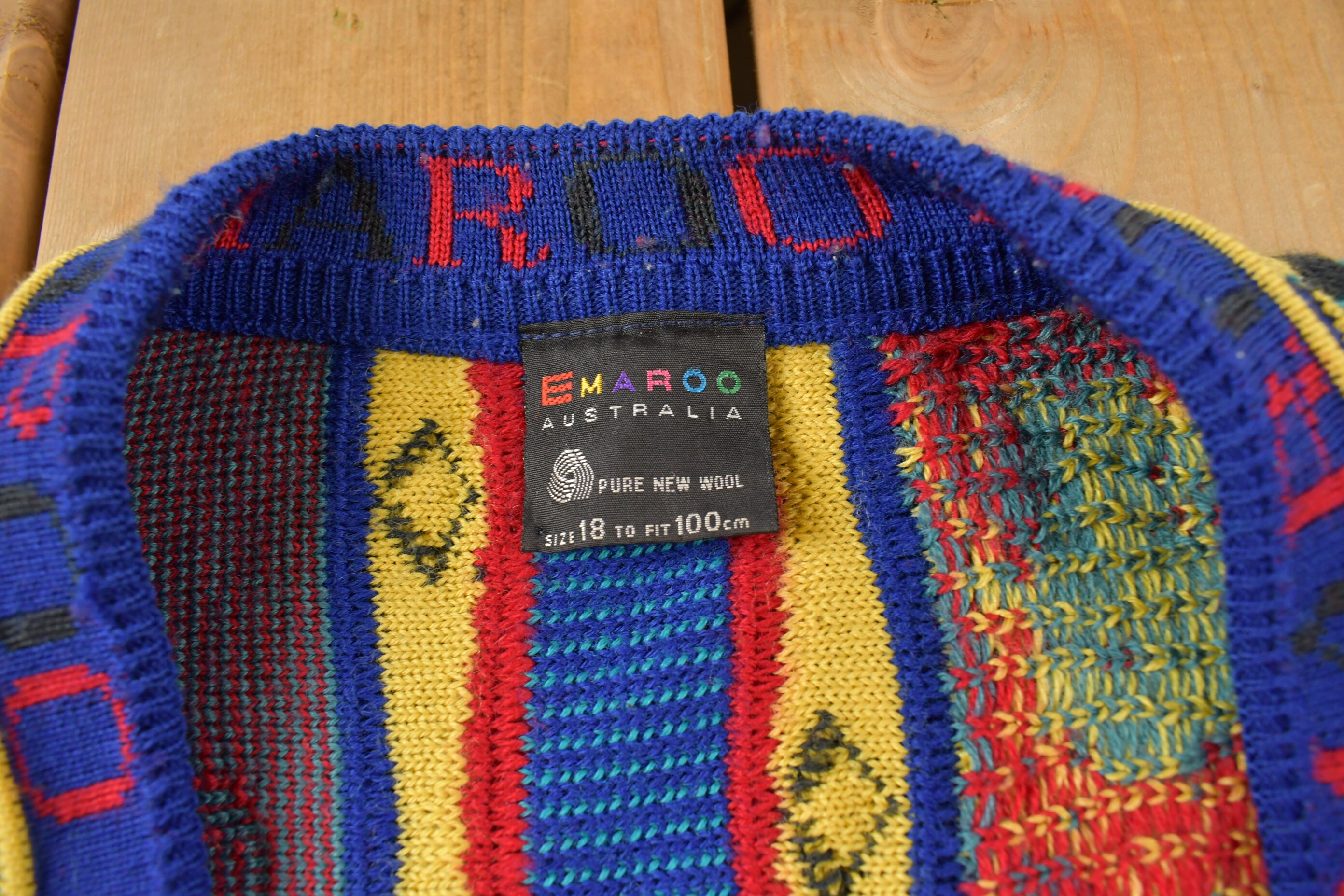 Vintage 1990s Emaroo Australia 3D Coloured Cable Knit Vintage 1990s Emaroo Australia 3D Coloured Cable Knit