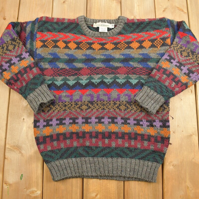 90s Colorful Sweater - Etsy