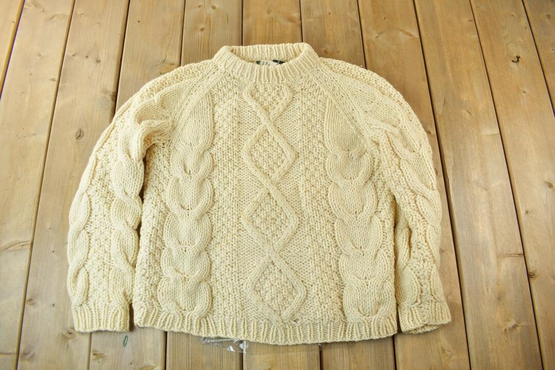 Vintage 1980s 100% Wool Hand Knit Sweater / Vintage Knit / Wool Sweater ...