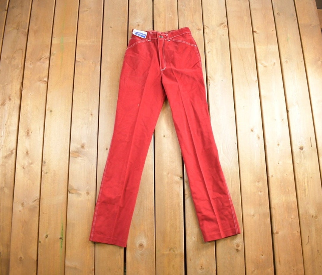 Vintage 1980s Chemin De Fer Red Pants Size 26x32/ Made in Canada/ Red ...