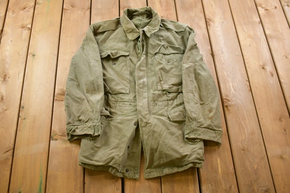 Vintage 1980s US Army Military Field Jacket / Button … - Gem