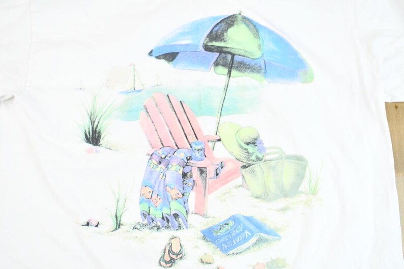 Vintage 1990s Vacation Beach Scene Graphic T-shirt / Tropical Tee ...