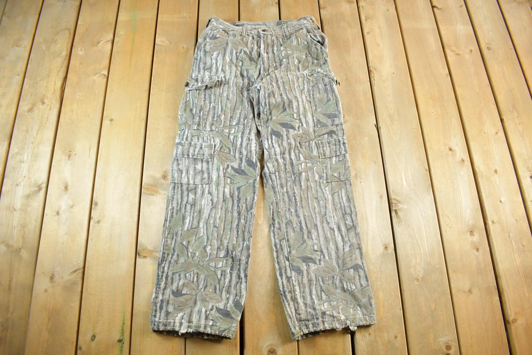 Vintage 1990s Forest Tree Camo Cargo Hunting Pants Size 28 X 29 / Bark ...