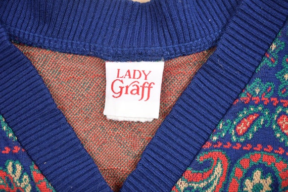 Vintage 1990s Lady Graff Paisley Quarter Button Sweat… - Gem