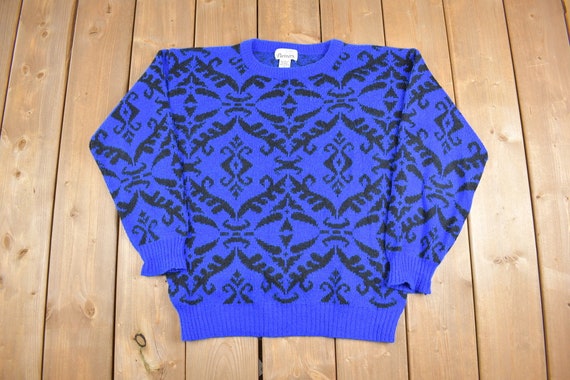 Vintage 1980s Partners Regal Pattern Knitted Crewneck… - Gem