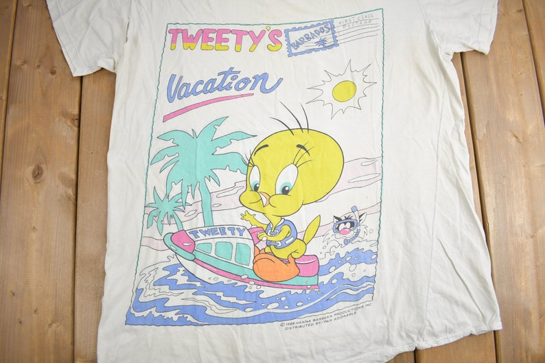 Vintage 1989 Looney Tunes Tweety's Vacation T-shirt / All Over Print ...