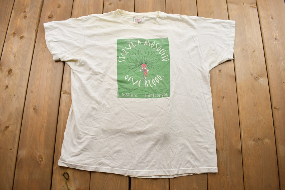 Vintage 1990s Starve A Mosquito Lifeshare Graphic T Shirt / Vintage T ...
