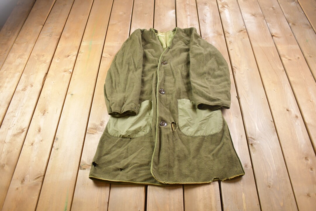 Vintage 1950s Military Wool Button up Liner / Button up Liner / Army ...