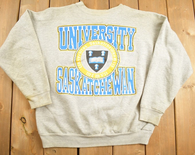 90s University of Saskatchewan ‘huskies’ Crewneck Sweatshirt Print Logo ...