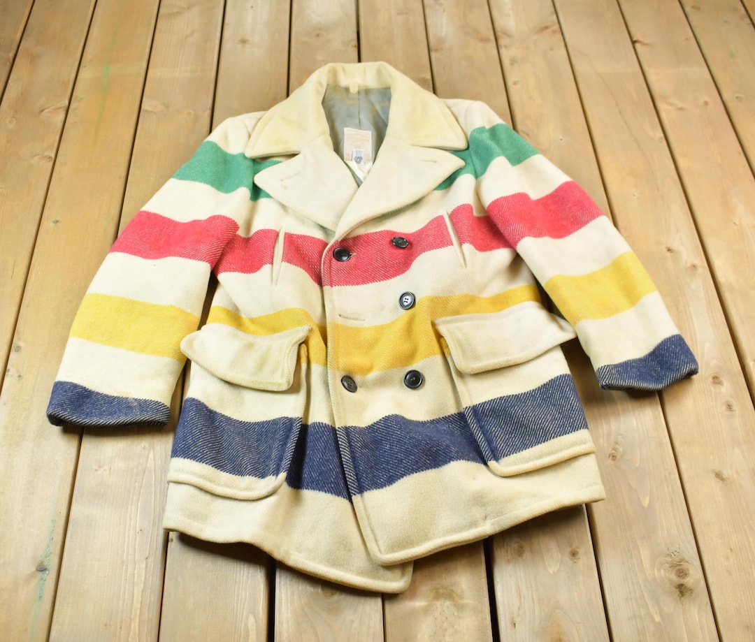 Vintage 1970s Hudson's Bay Point Blanket Striped 100% Wool Jacket ...