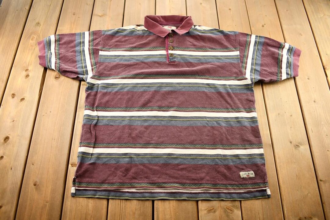 Vintage 2000s Horizontal Striped Levi's Jeanswear Polo Shirt / Y2k Polo ...