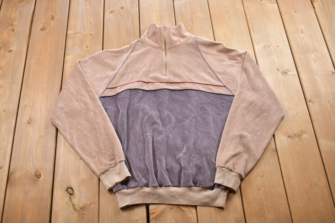 Vintage 1990s Gimbels Color Block Quarter Zip Sweatshirt / 90s Sweater ...