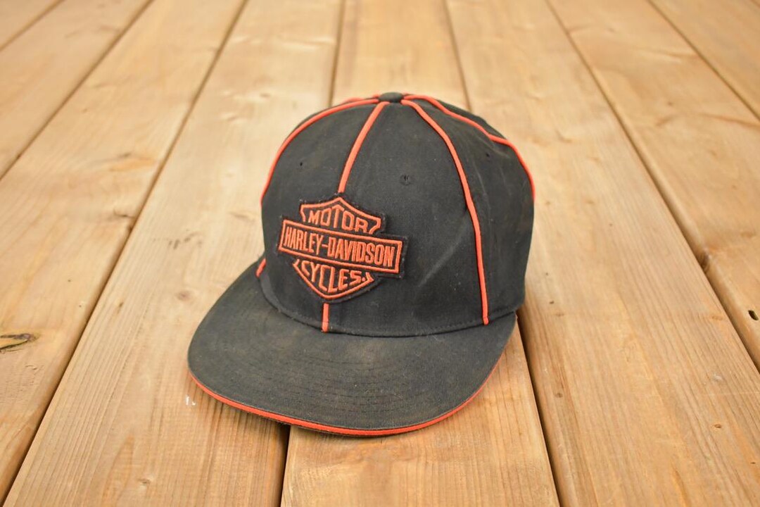 Vintage 1990s Harley Davidson Motorcycles Embroidered Flames Fullback ...