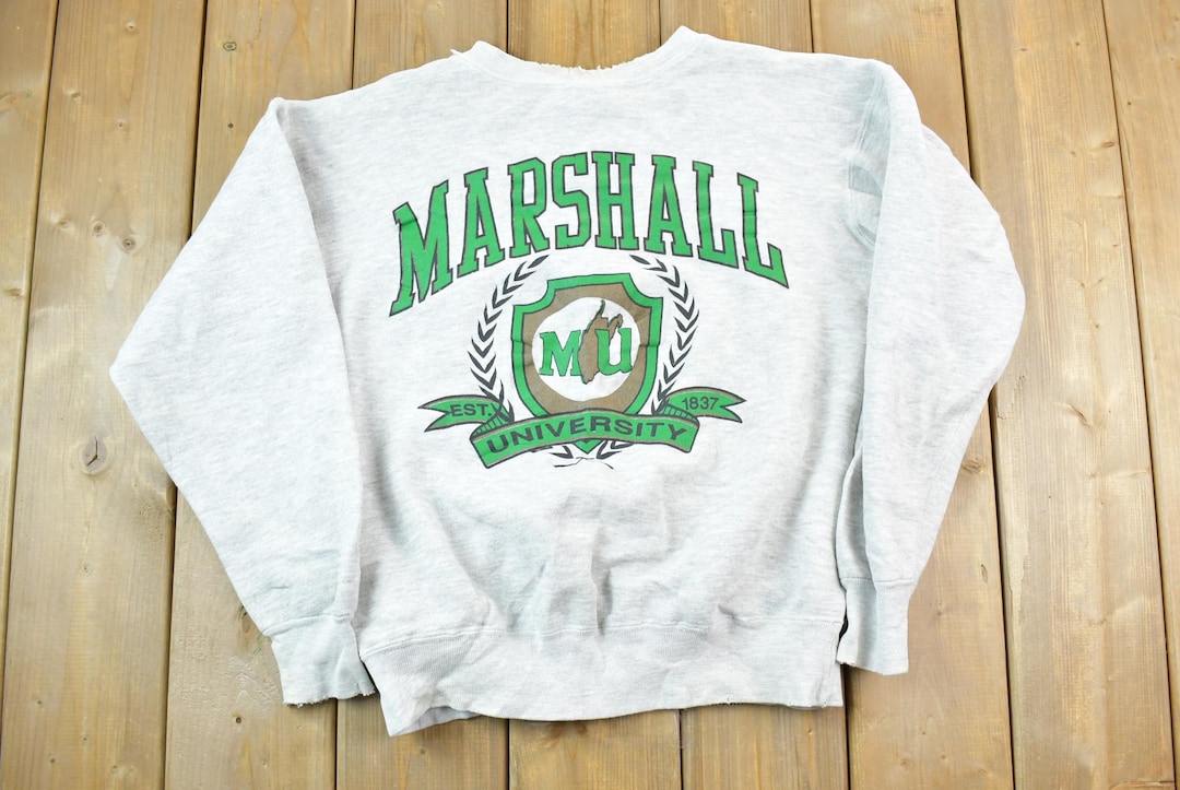 Vintage 1990s Marshall University Collegiate Crewneck / Embroidered ...