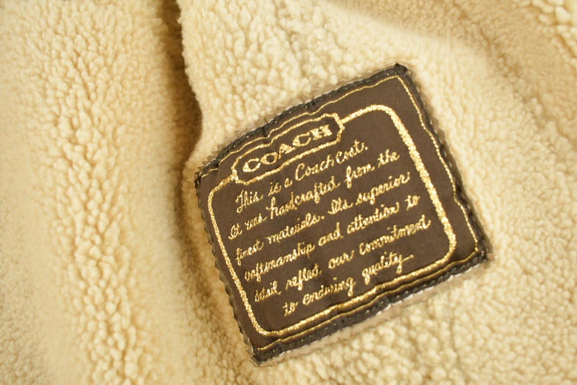 Vintage 1990s Coach Authentic Leather Full Length Shearling Jacket With ...