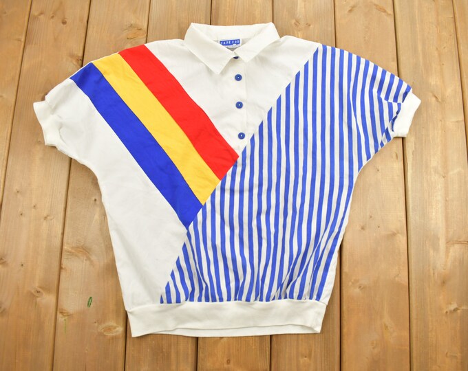 Vintage 1980s Cape Cod Quarter Button Collared Short Sleeve Shirt / 80s ...
