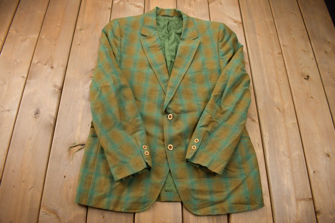 Vintage 1970s Otis Club Liemandts Blazer Jacket / Flannel Pattern Print ...