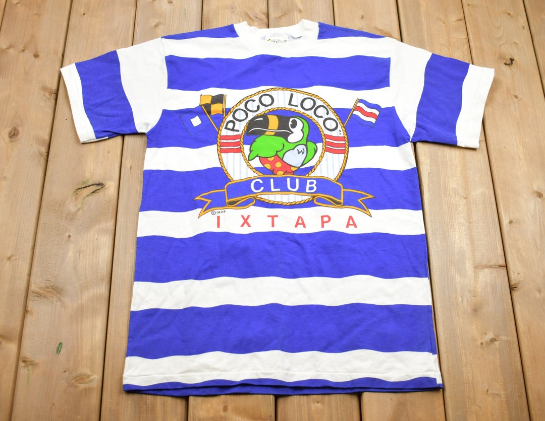 Vintage 1990s Poco Loco Club Cancun Striped T-shirt / Graphic / 80s ...