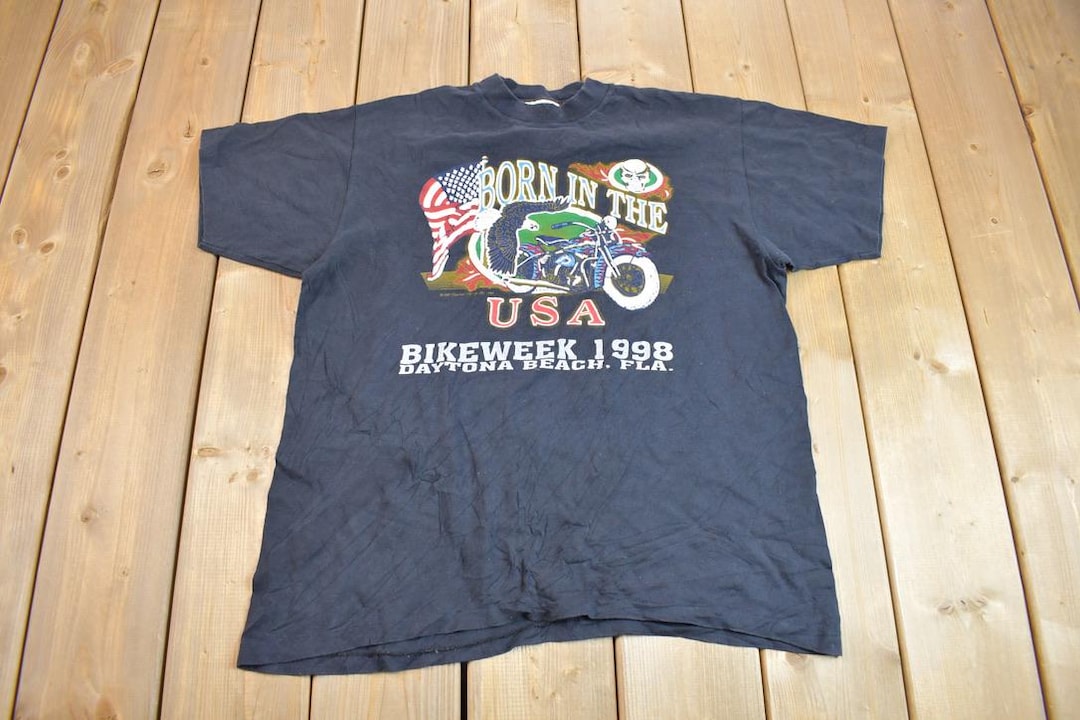 Vintage 1998 Daytona Bike Week Born in the USA Graphic T Shirt ...