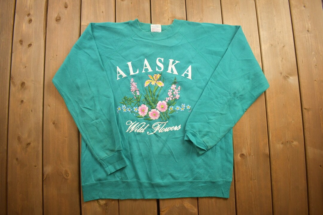 Vintage 1990s Alaska Wild Flowers Crewneck Sweatshirt / 90s Crewneck ...