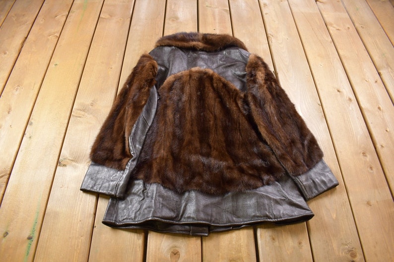 Vintage 1980's Joseph's Fur Salon Leather Paneled Chestnut Mink Fur ...