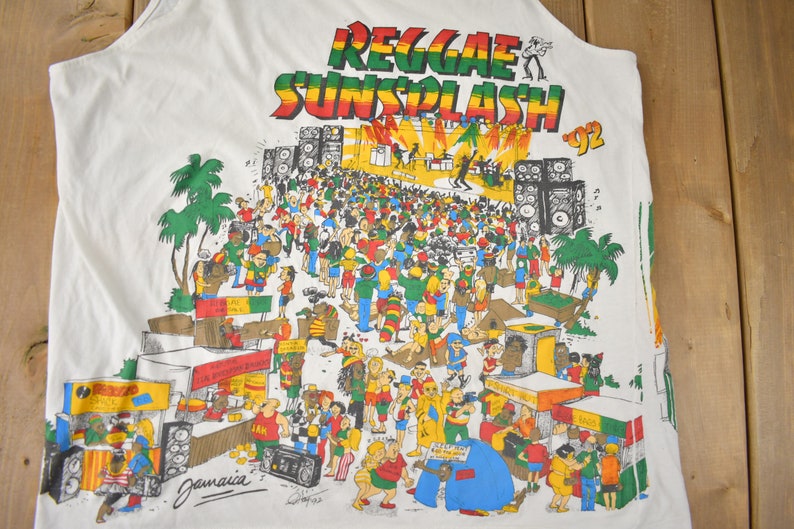 Vintage 1992 Reggae Summer Splash Graphic Tank Top Shirt Made in ...