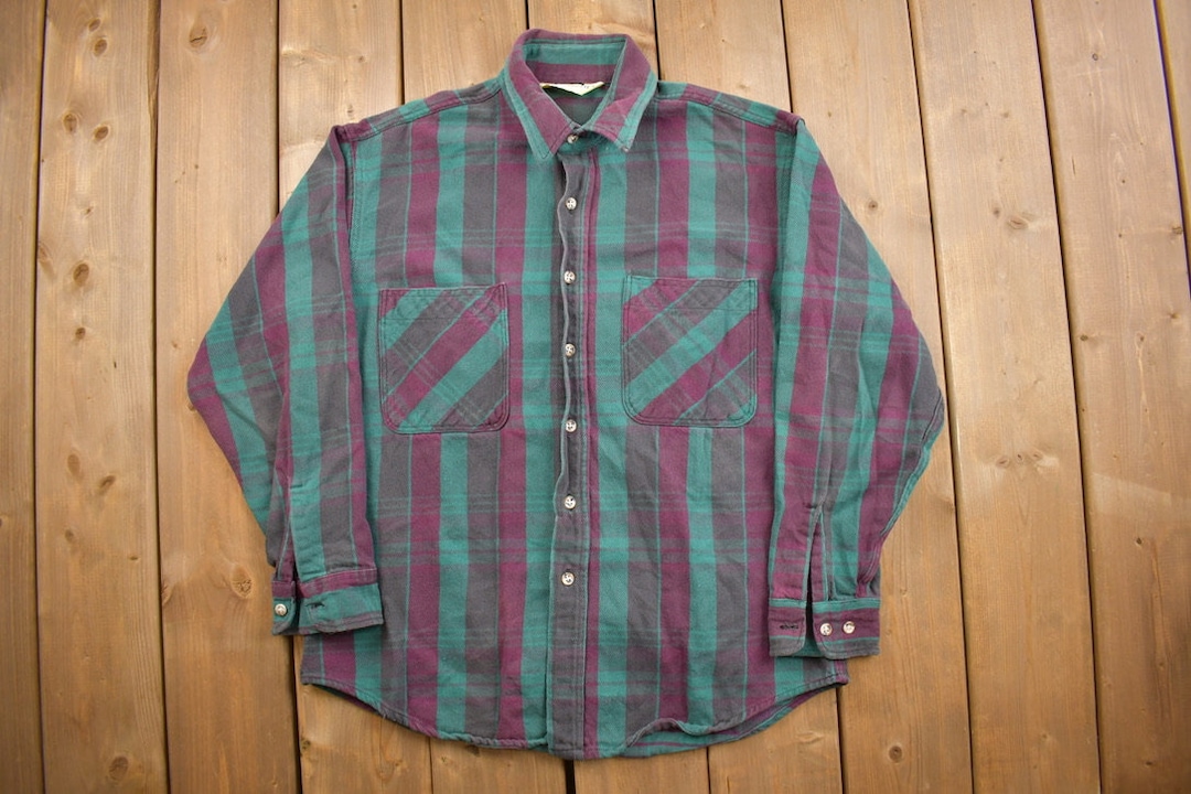 Vintage 1990s St Johns Bay Plaid Button up Shirt / 90s Button up ...