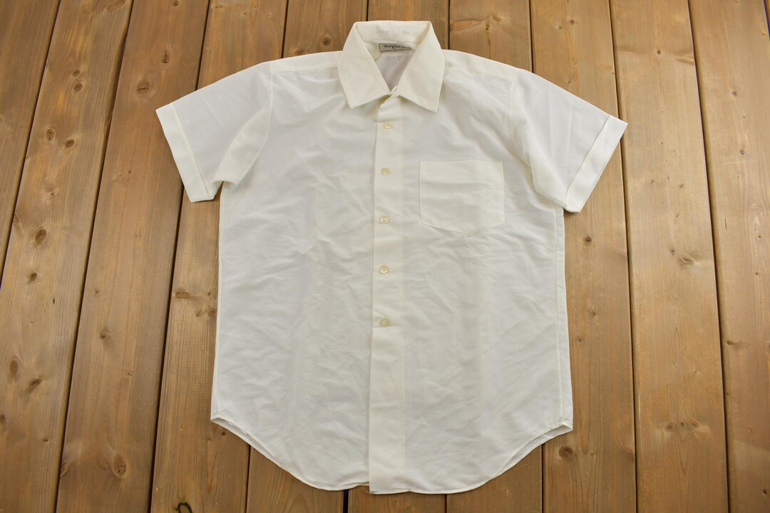Vintage 1990s Terylene Light Cream Button-up Shirt / 90s / Vintage ...