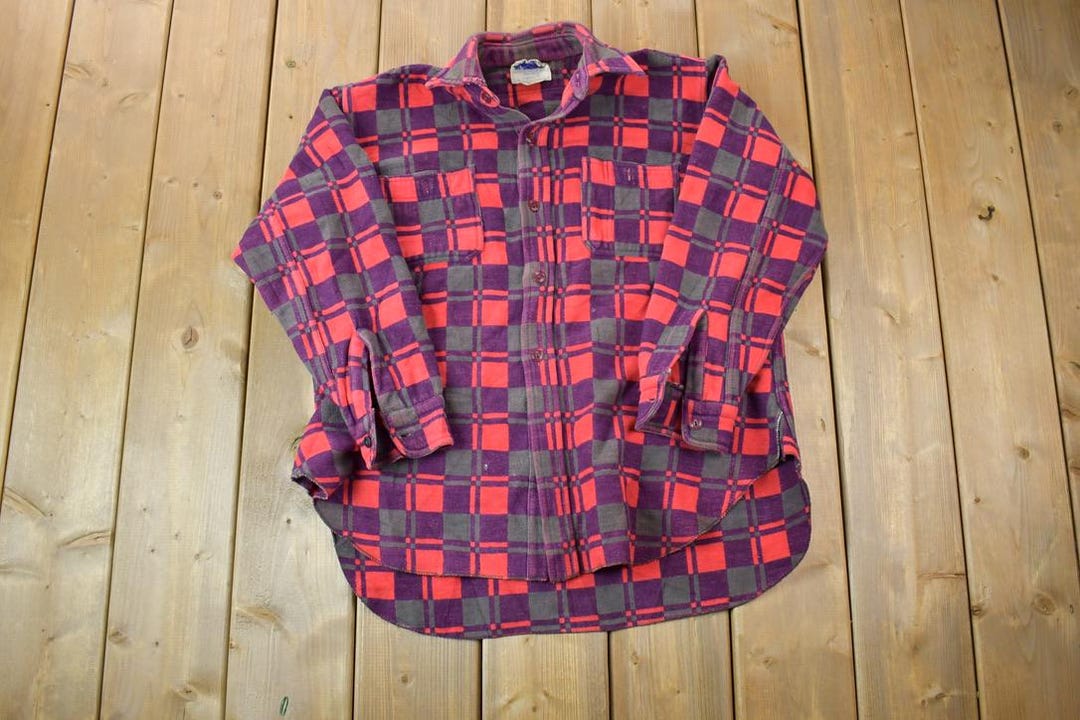 Vintage 1960s Champion Button up Plaid Flannel / Vintage Champion ...