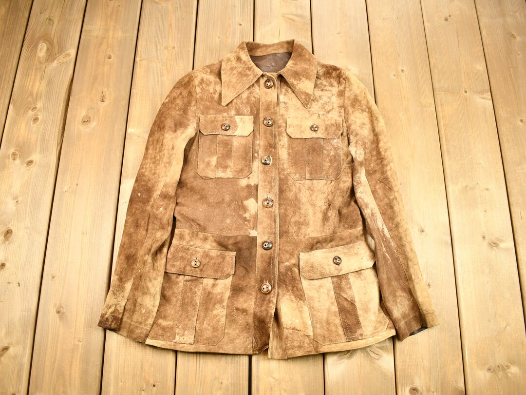 Vintage 1970s Brown Suede Button up Shirt / 1990s Button up / Vintage ...