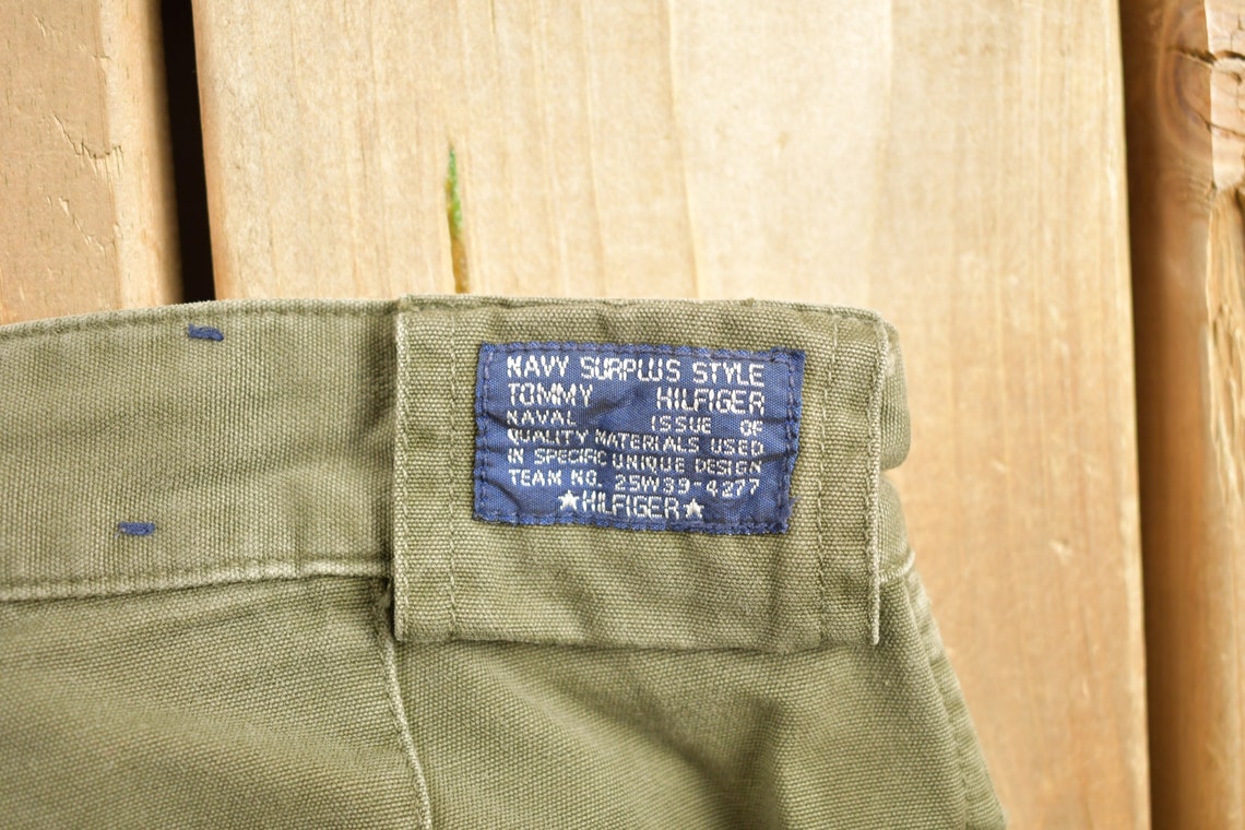 Vintage 1990s Tommy Hilfiger Navy Surplus Style Green Pants / Size 39 ...