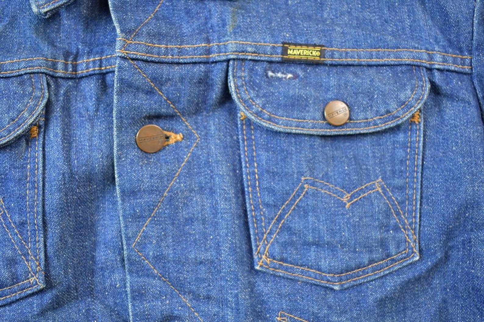 Vintage 1970s Maverick Jean Jacket Size 40 / True Vintage Denim ...