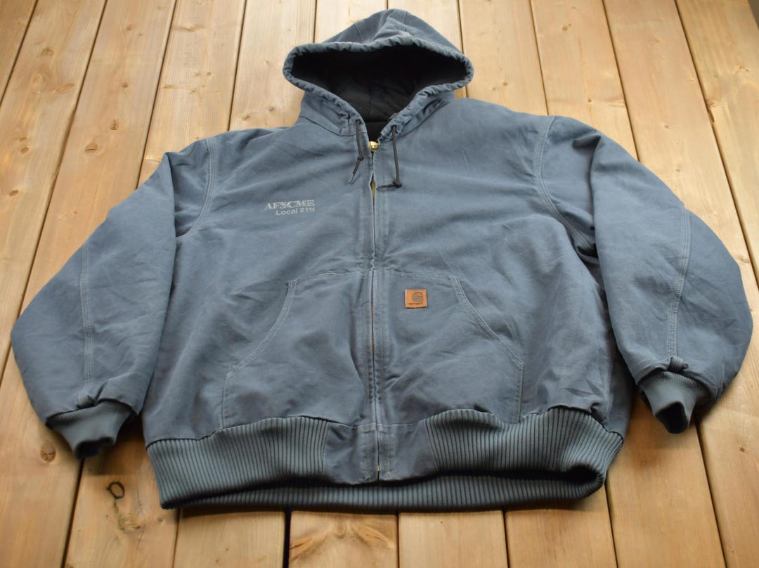 Vintage 1990s Carhartt Hooded Jacket / Workwear / Streetwear / Lined ...