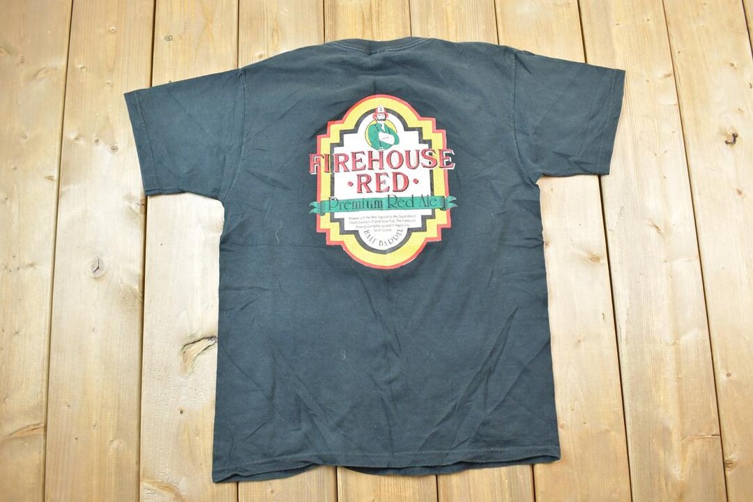 Vintage 1990s Firehouse Red Premium Red Ale Graphic T-shirt / Vintage T ...