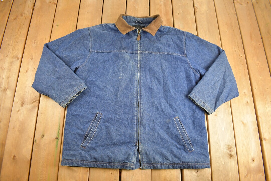 Vintage 1990s Croft & Barrows Denim Jean Jacket / Vintage Zip up Denim ...