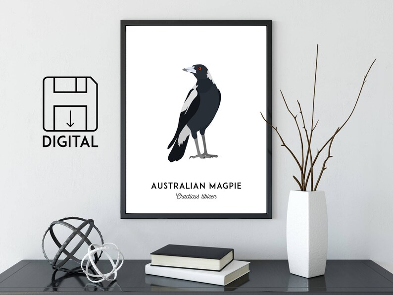 Magpie Print, Magpie Art, Magpie Poster, Magpie Wall Art, Australian ...