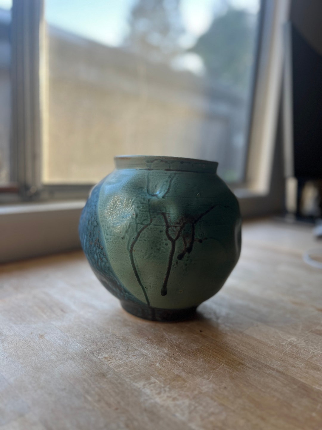 Irregular Dark and Turquoise Moon Jar - Etsy
