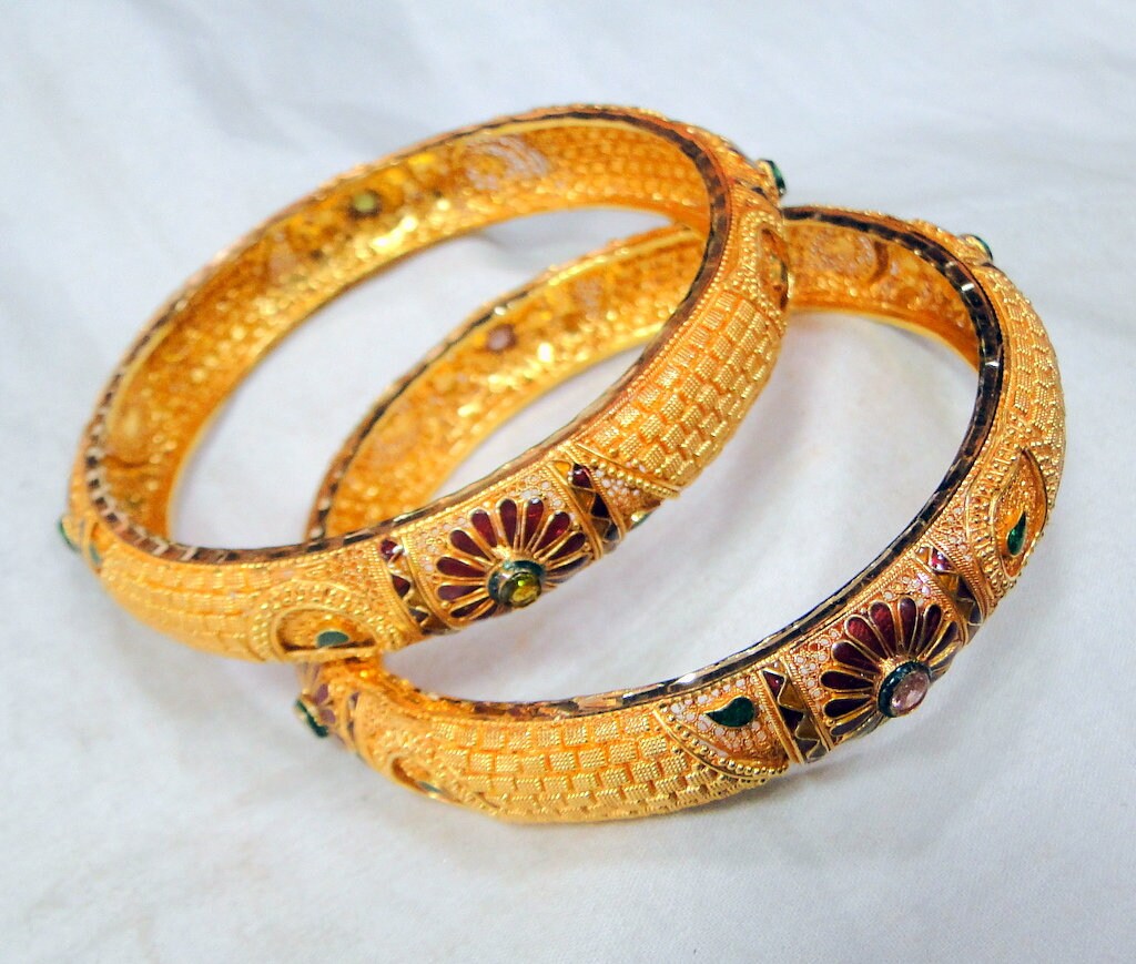 Gold Bangles 22K Solid Gold Cuff Bracelet Fine Handmade - Etsy