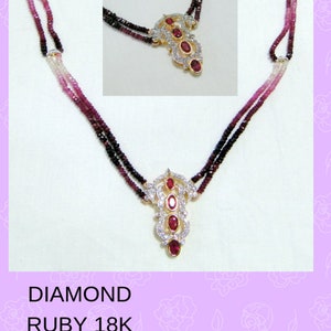 Natural Ruby Necklace, Ruby Pendant, Diamond Women's Necklace, Real ...