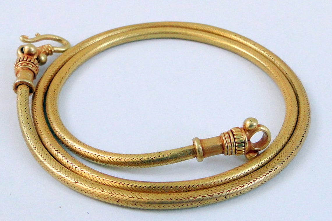 Gold Snake Chain 22K Solid Gold Round Rope Chain Necklace Free Shipping ...