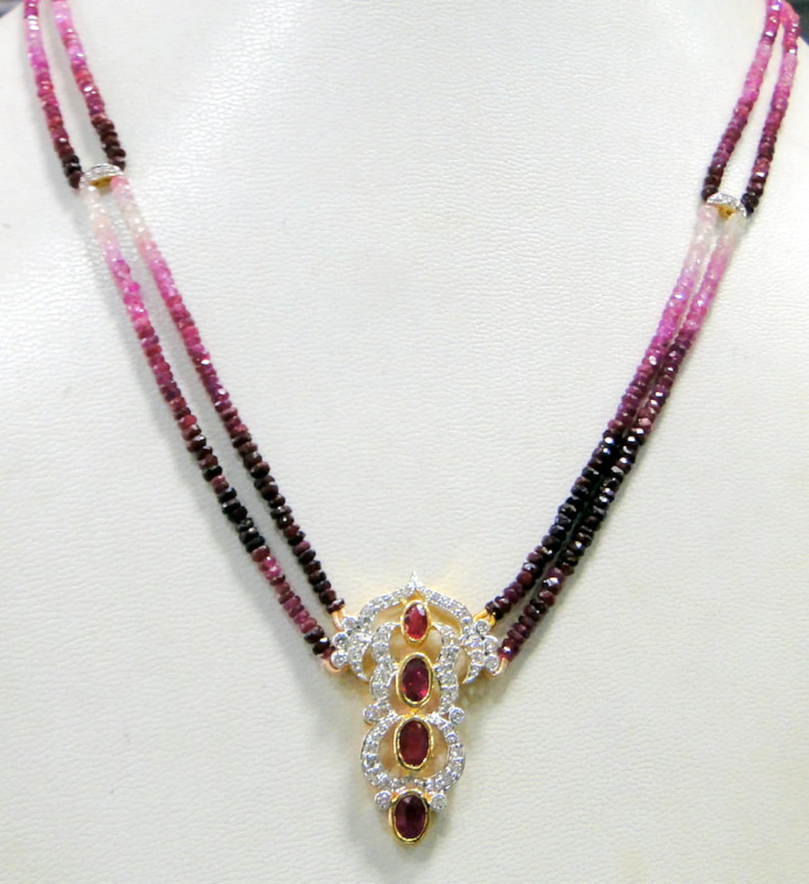 Natural Ruby Necklace Ruby Pendant Diamond Women's - Etsy