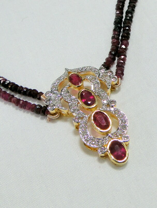 Natural Ruby Necklace, Ruby Pendant, Diamond Women's Necklace, Real ...